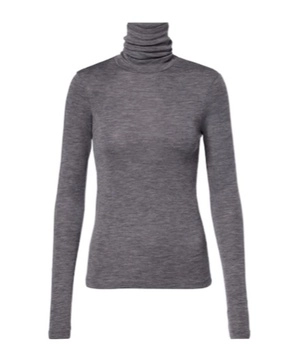 RÓHE Wool Jersey Turtleneck Top - Gray