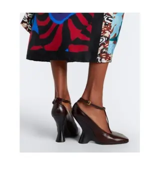 Dries Van Noten Leather T-strap Wedges