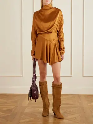 Isabel Marant Étoile Neline Satin Mini Dress - Brown