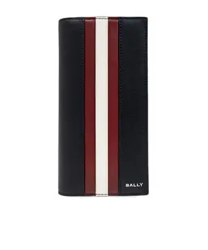 Bally Logo Plaque Striped Bi-fold Wallet - Black