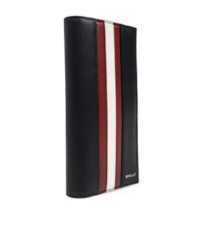 Bally Logo Plaque Striped Bi-fold Wallet