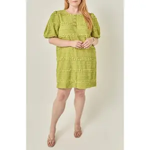 English Factory Smocked Mini Dress - Pistachio