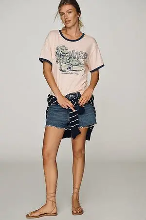 PILCRO Cotton Heritage Ringer Tee With Graphic Detail
