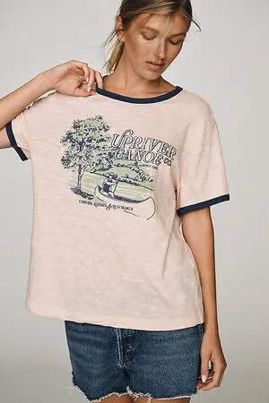 PILCRO Cotton Heritage Ringer Tee With Graphic Detail