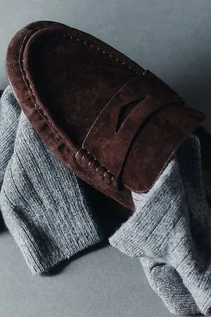 BIBI LOU Classic Ruched Suede Loafers - Marron Suede