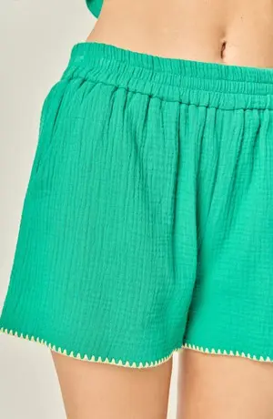 English Factory Tropical Embroidered Cotton Shorts