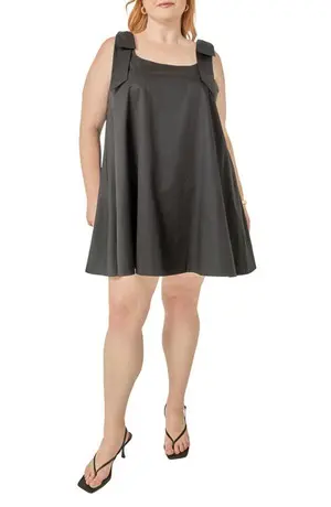 English Factory Bow Shoulder Sleeveless Minidress - Black