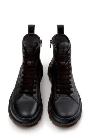 Camper Brutus Lace Up Leather Bootie With Lug Sole