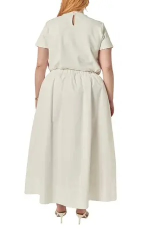 English Factory Appliquéd Floral Midi Skirt
