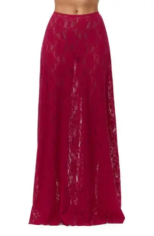 Naked Wardrobe Lace Maxi Skirt - Dark Raspberry