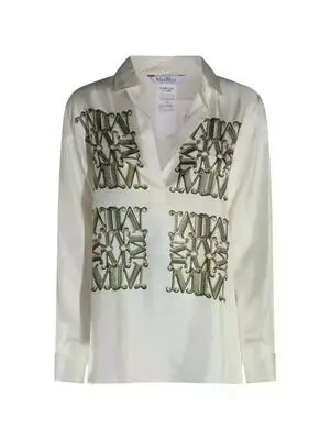 Max Mara Logo-print Silk Shirt - White