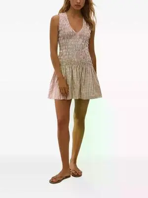 Faithfull The Brand Shirred Palomar Check Dress - Pink