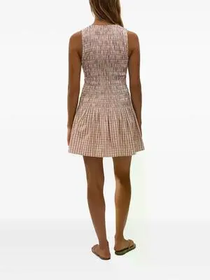 Faithfull The Brand Shirred Palomar Check Dress - Pink