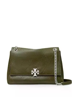 Tory Burch Medium Quilted Logo-plaque Shoulder Bag - Green