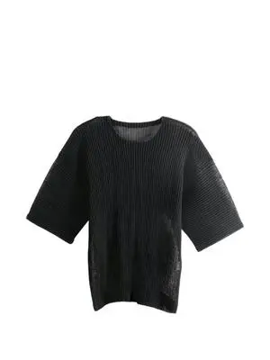 Issey Miyake Pleated Semi-sheer T-shirt - Black
