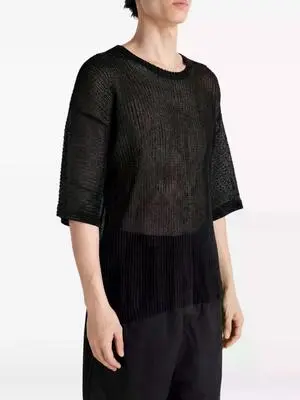 Issey Miyake Pleated Semi-sheer T-shirt - Black