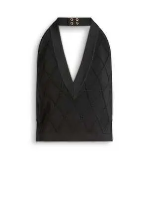 Balmain Quilted Knit Halterneck Top - Black