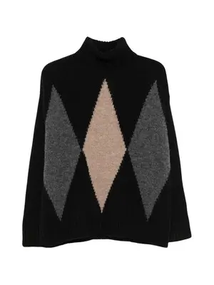 JUCCA Argyle Turtleneck Sweater