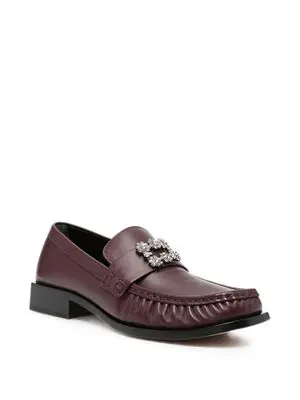 ROGER VIVIER Viv Moc Strass Leather Loafers - Multicolor