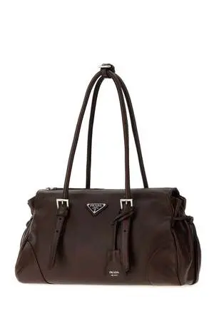 Prada Leather Medium Bonnie Shoulder Bag - Brown