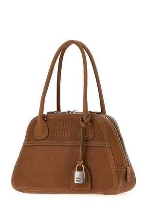 Miu Miu Camel Leather Vivant Handbag - Brown