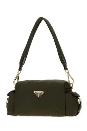 Prada Olive Canvas Shoulder Bag