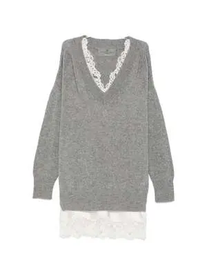 ERMANO SCERVINO Ermanno Scervino Cashmere Mini Dress With Lace Trim - Multicolor