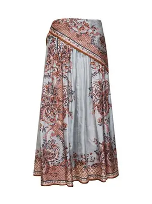 Zimmermann Blue Floral Paisley-print Silk Habotai Aster Scarf Midi Skirt - Multicolor
