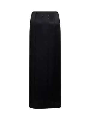 MAISON MARGIELA Black Satin Draped Maxi Skirt