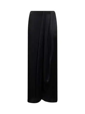 MAISON MARGIELA Black Satin Draped Maxi Skirt - Multicolor