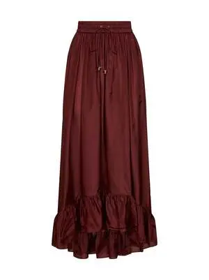 Zimmermann Merlot Silk Habotai Aster Maxi Skirt - Multicolor