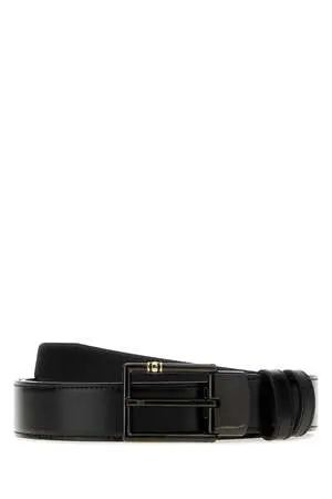 Montblanc Leather Reversible Belt With Enameled Metal Finishing - Black