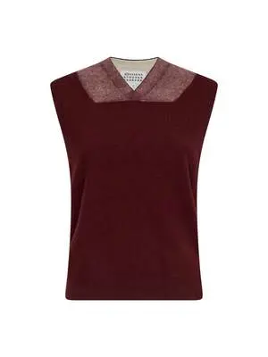 MAISON MARGIELA Burgundy Virgin Wool Fuse Knit Vest - Multicolor