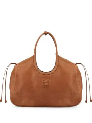 Miu Miu Leather Tote Bag With Embossed Logo - Multicolor