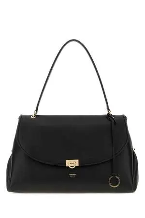 FERRAGAMO Salvatore Leather Shoulder Bag - Black