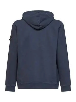 Stone Island Organic Cotton Zip-up Hoodie With Drawstring