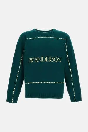 JW Anderson Crewneck Wool Jumper With Embroidered Logo - Multicolor
