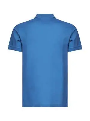 Burberry Pool Blue Cotton Pique Polo Shirt With Embroidered Ekd - Multicolor