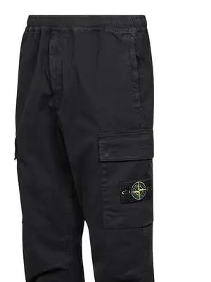 Stone Island Black Organic Stretch Broken Twill Cargo Trousers