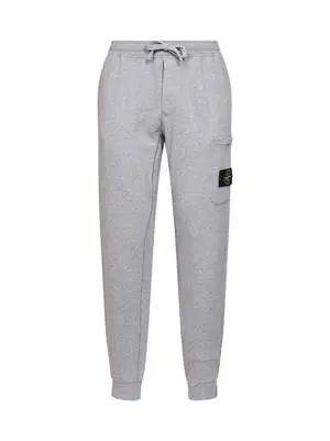 Stone Island Grey Mélange Organic Cotton Fleece Joggers