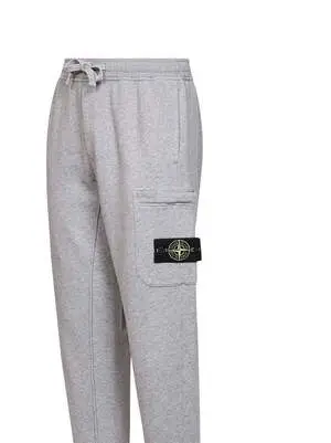 Stone Island Grey Mélange Organic Cotton Fleece Joggers