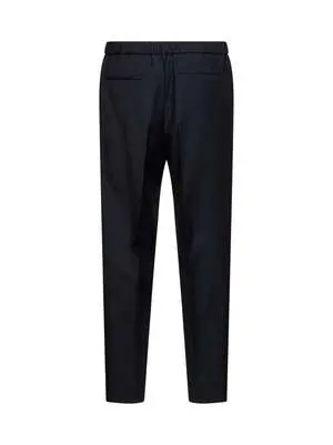 JIL SANDER Dark Blue Wool And Mohair Tapered Trousers