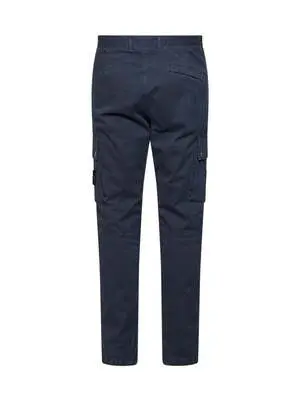 Stone Island Blue Organic Stretch Broken Twill Cargo Trousers