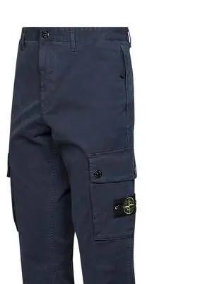 Stone Island Blue Organic Stretch Broken Twill Cargo Trousers