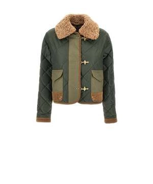 FAY Quilted Jacket With Shearling Collar - Multicolor