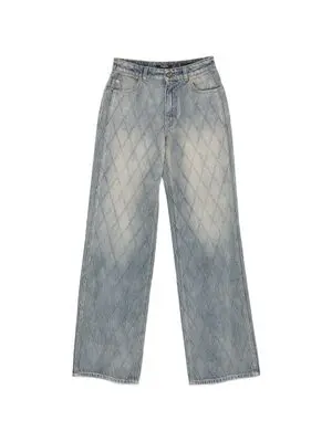 Balmain Quilted Diamond Pattern Denim Jeans - Multicolor