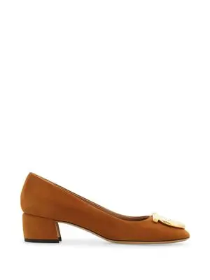 FERRAGAMO Suede Leather Pumps With Horsebit Detail - Multicolor