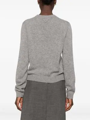 Prada Cashmere Crewneck Sweater With Embellished Collar - Multicolor
