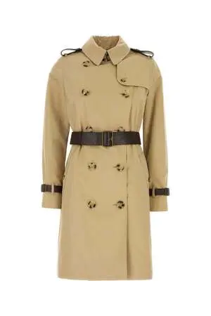 Burberry Beige Twill Trench Coat - Brown