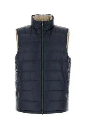 Herno Navy Nylon Sleeveless Down Jacket - Blue